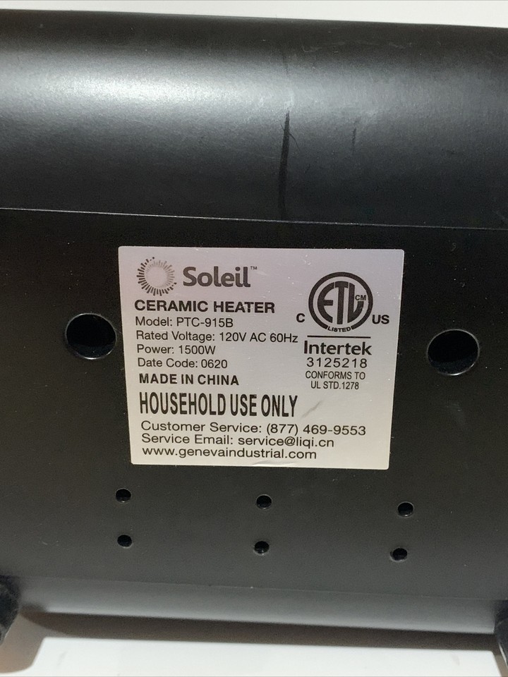 Soleil Electric Digital Ceramic Heater 1500W Indoor, Black PTC-916B ...