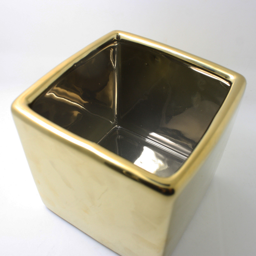 Gold-plated Plating Ceramic Plant Flower Pot box Planter For Home ...