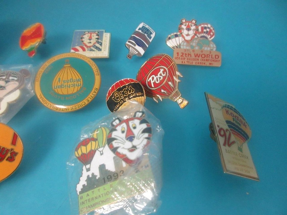 LOT OF 17 HOT AIR BALLOON BATTLE CREEK LAPEL HAT/JACKET PINS RARE POST ...