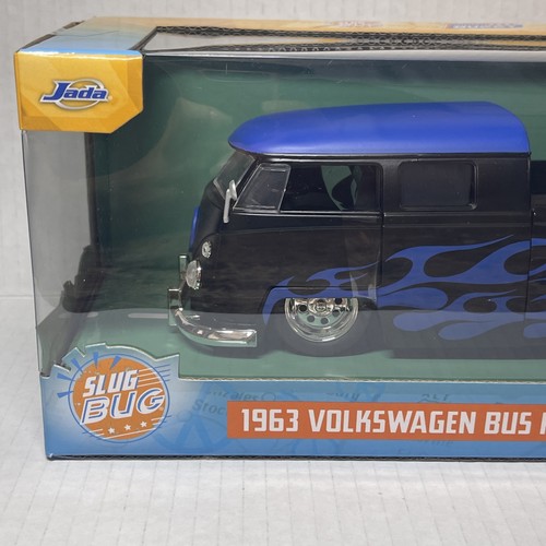 1963 VOLKSWAGEN BUS PICKUP MATT BLACK W/FLAMES 1/24 DIECAST MODEL CAR JADA 34232 | eBay