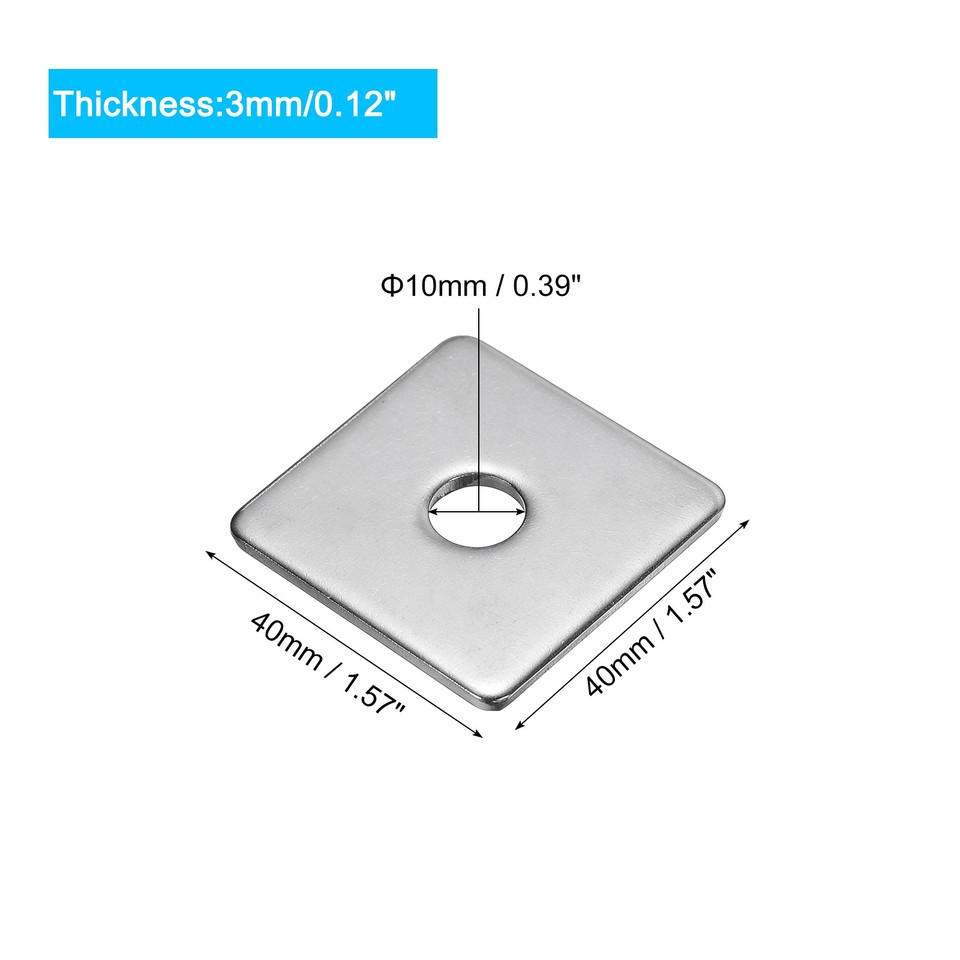 Square Washer, 5Pcs M10x40x40x3mm 304 Stainless Steel Square Plate ...