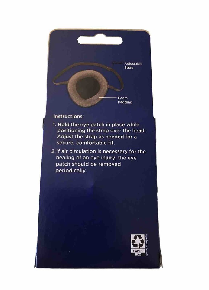 Walgreens Padded Eye Patch Black 1 Size Fits All Brand New In Box | eBay