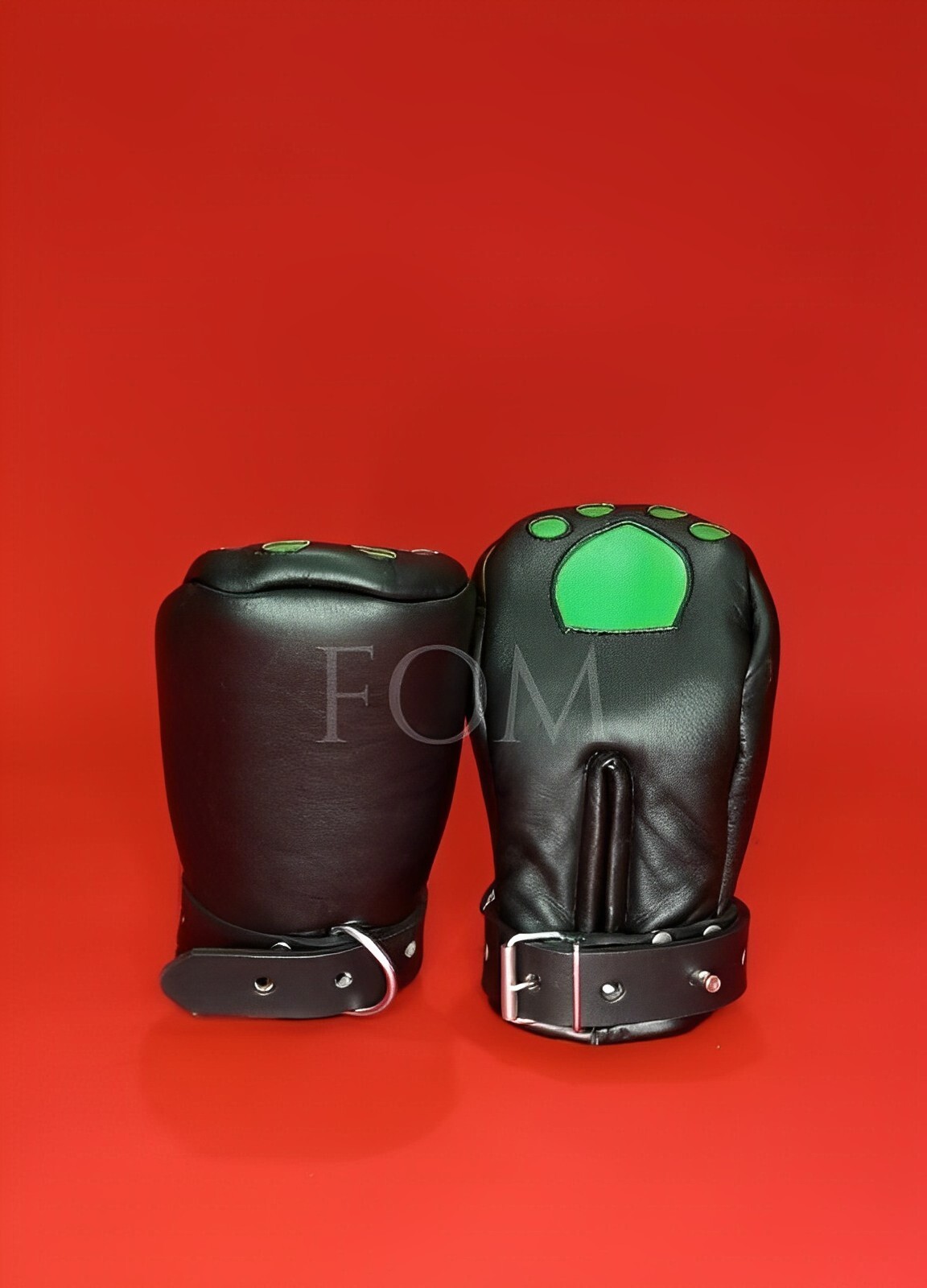 Genuine Leather Paw Mitts Adult Padded Fists Gloves Lockable Restraints ...