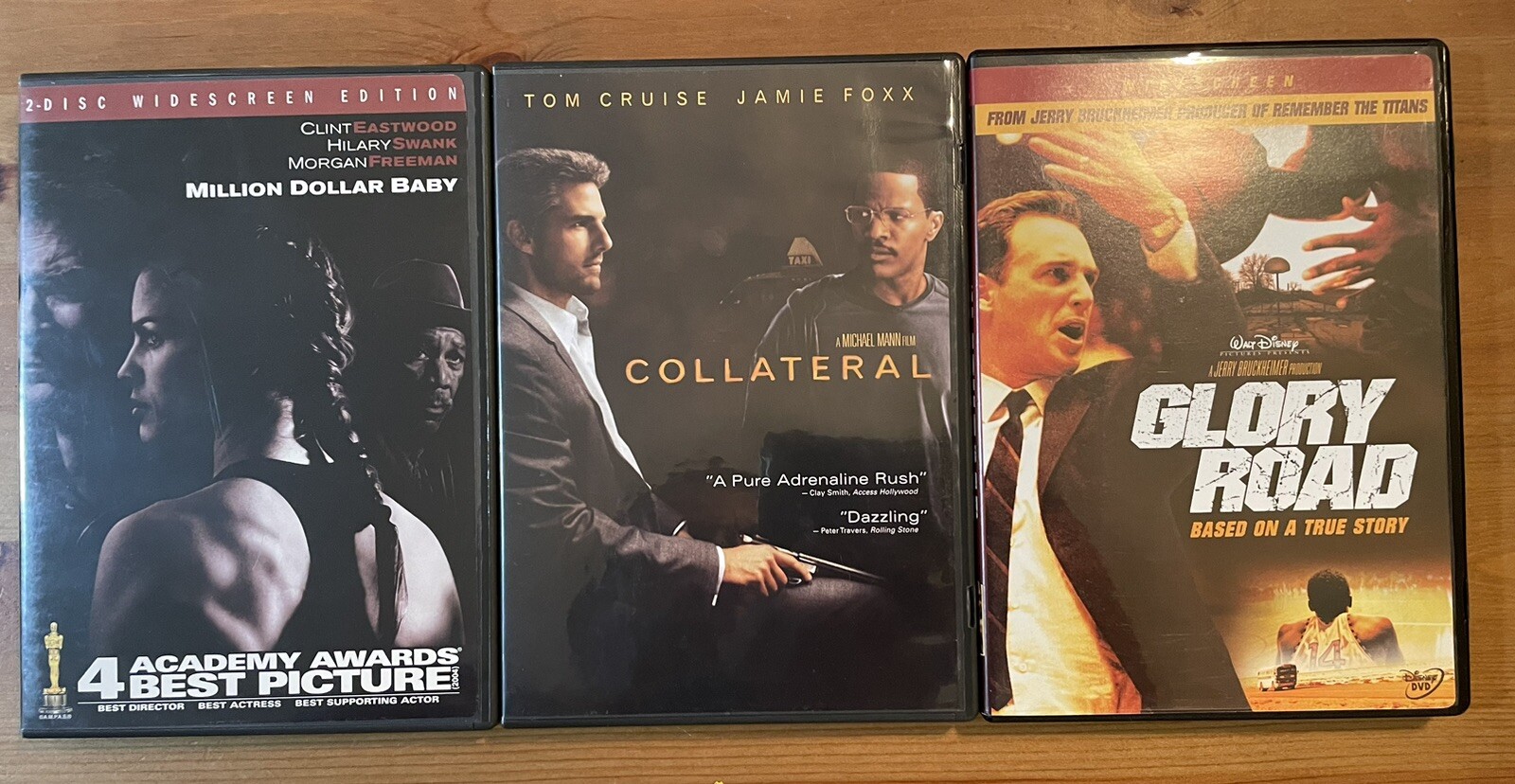 3 Movie Lot Million Dollar Baby, Collateral, Glory Road Tom Cruise ...