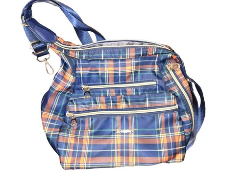 Jing Pin Plaid Backpack Style Purse Navy Blue Red 3 Way Double Side ...