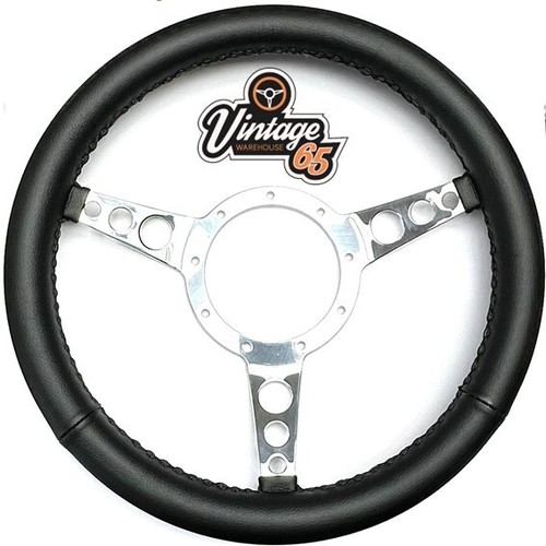 Leather Steering Wheel 13" Classic Vintage Kit Car Semi Dished 9 Hole ...