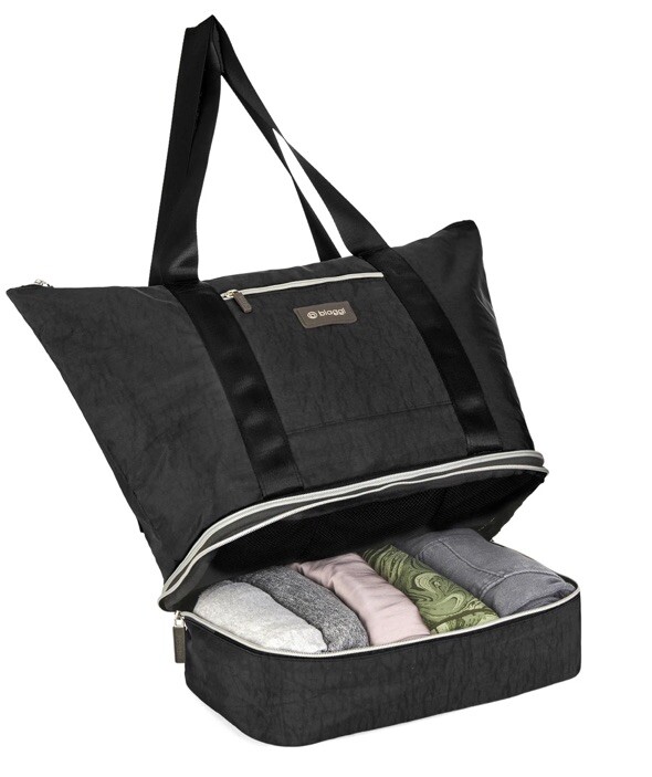 Biaggi Zipsak Boost! Tote Black Microfold Carry-On Expands to 15"x12"x8 ...