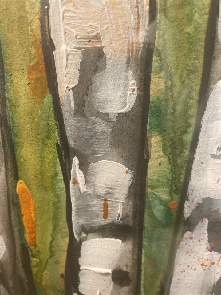 18/24 Original Painted On High Quality Paper, Abstract Birch Trees ...