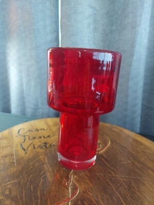 Romanian Euro Glass Handmade Mouth Blown Romania Red Green Vase ...