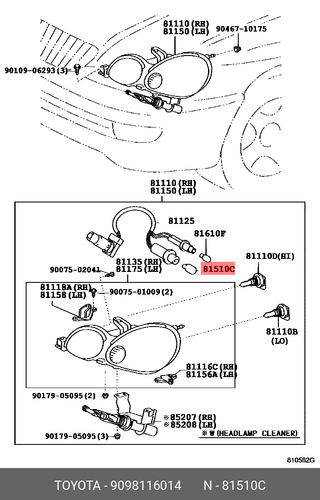 Genuine OE bulb for parking & clearance lamp, 9098116014 for TOYOTA ...