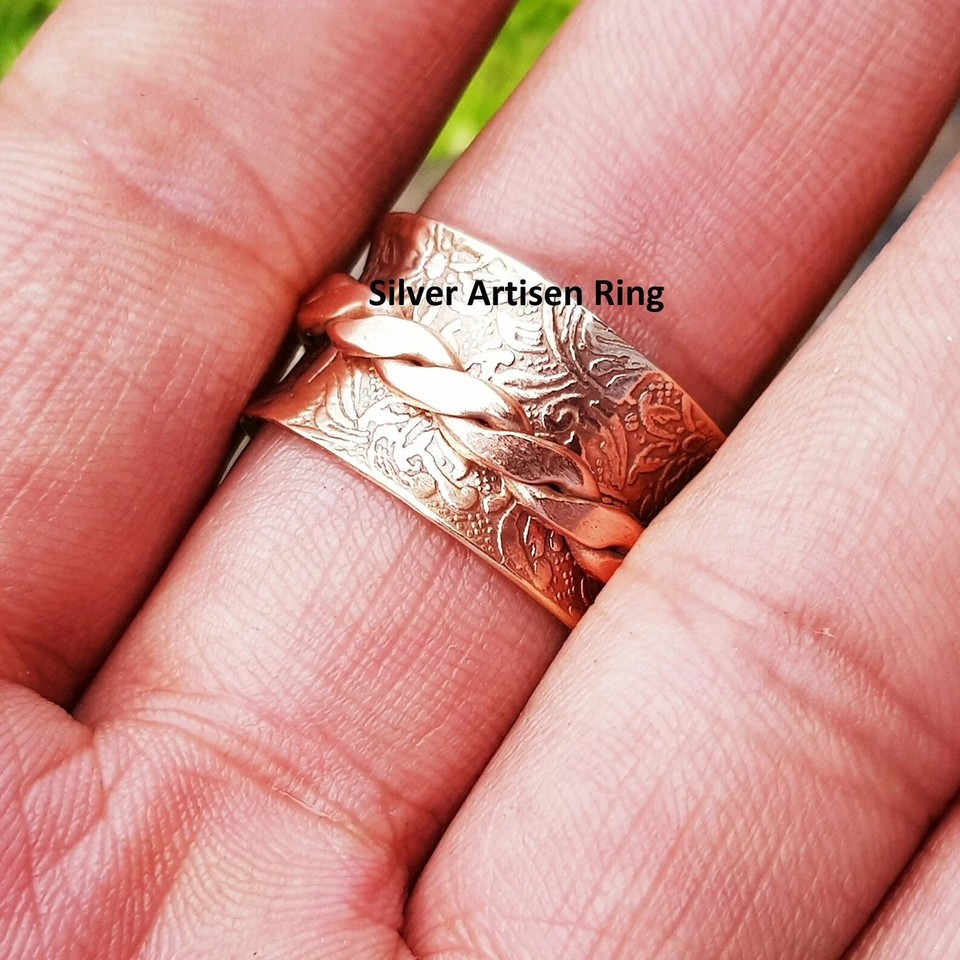 Pure Copper Flower Spinner Ring, Copper Fidget Ring, Meditation Ring | eBay