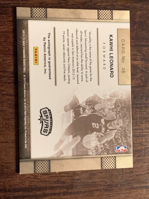 2012-13 Panini Gold Standard - Gold Strike Signatures #36 Kawhi Leonard ...