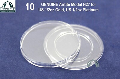 10 GENUINE Airtite 27mm Direct Fit Coin Capsules Fits 1/2oz Gold 1/2oz ...