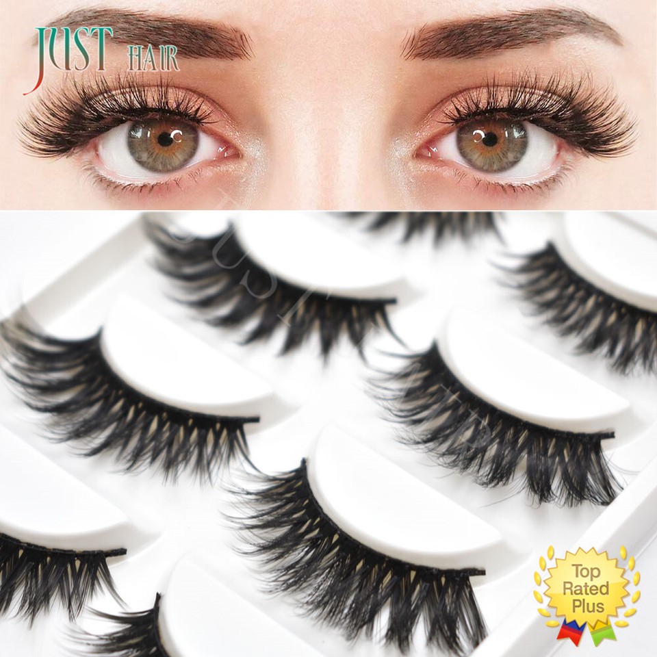 US A++++ 5 Pairs Natural Handmade Real Mink 3D False Eyelashes Thick ...