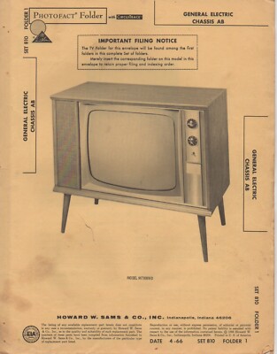 1966 GENERAL ELECTRIC AB TELEVISION SERVICE MANUAL PHOTOFACT SCHEMATIC ...