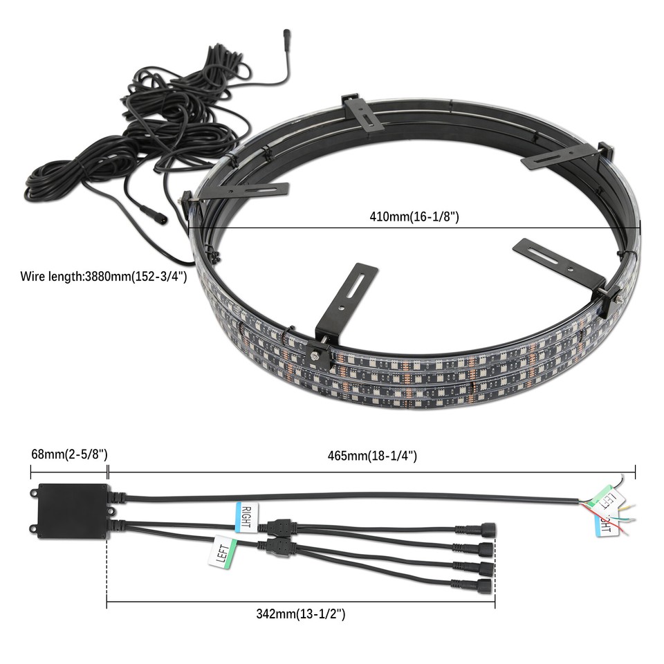 4X Car 15.5'' RGB LED Wheel Ring Rim Lights Kit APP Bluetooth for Chevy ...
