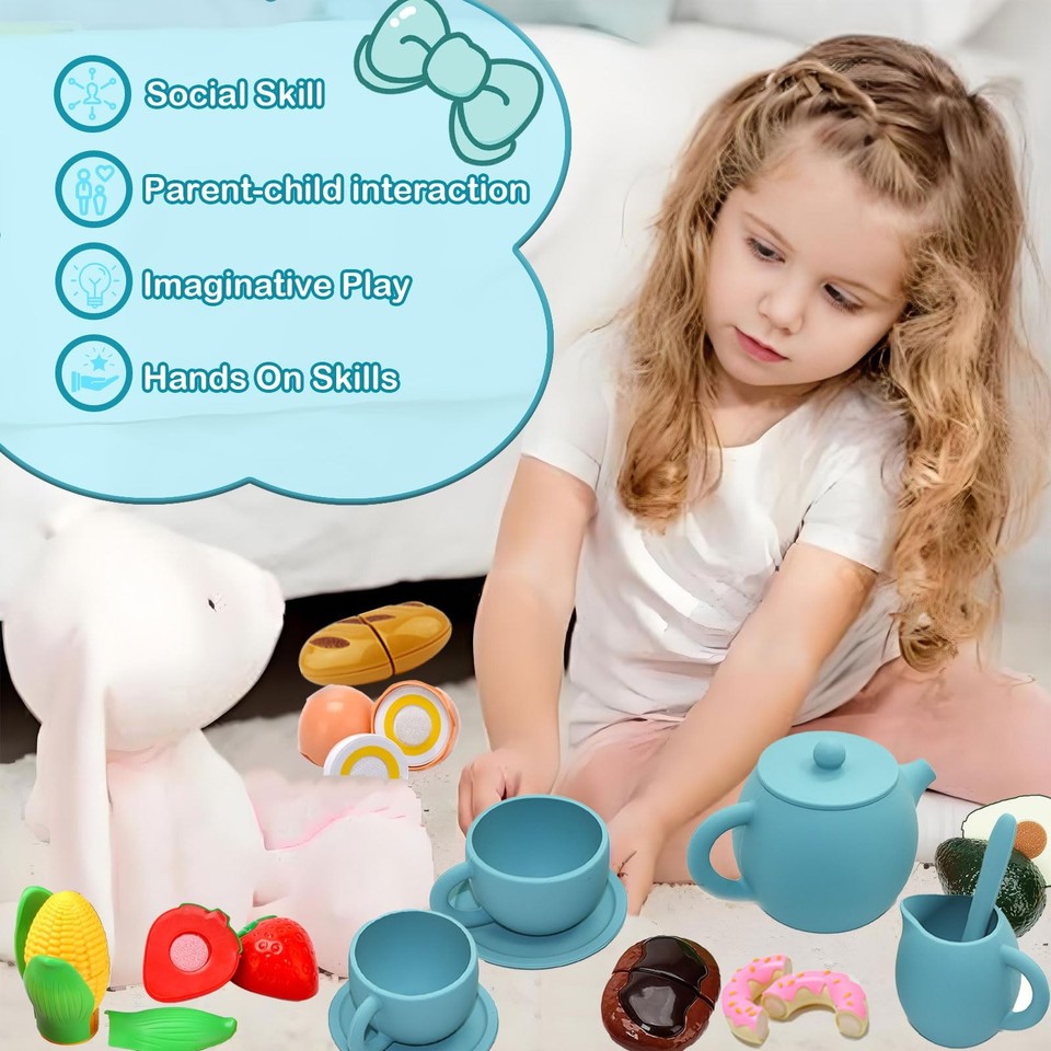 Silicone Tea Set, Silicone Tea Party Set, Pretend Play Tea Party Set ...