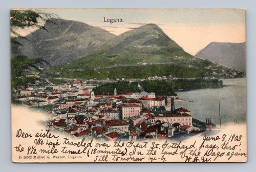 Antique Switzerland Postcard LUGANO Scenic City View St Gotthard 1903 ...