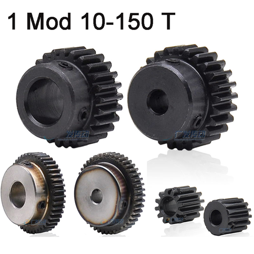 1 Mod Spur Gear 10-150 Teeth Transmission Gear 45# Steel Pinion Gear ...