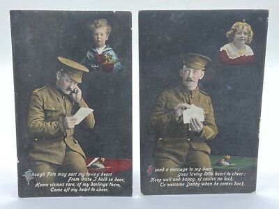 WW1 British Army General Service Officer Writing To Son & Sweetheart ...