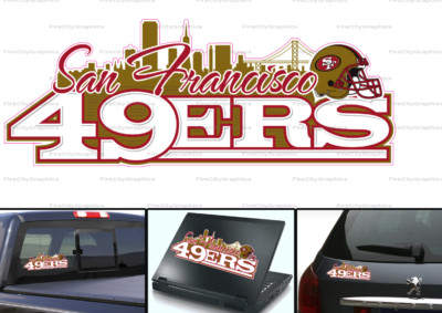 San Francisco 49ers Sticker Decal Skyline Car Truck Window Wall Laptop ...
