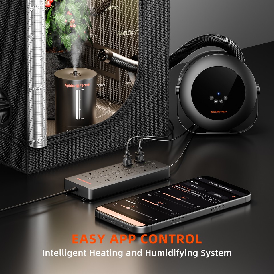 Spider Farmer 530W Grow Tent Heater w/ Temp Control, Day/Night Sensors ...