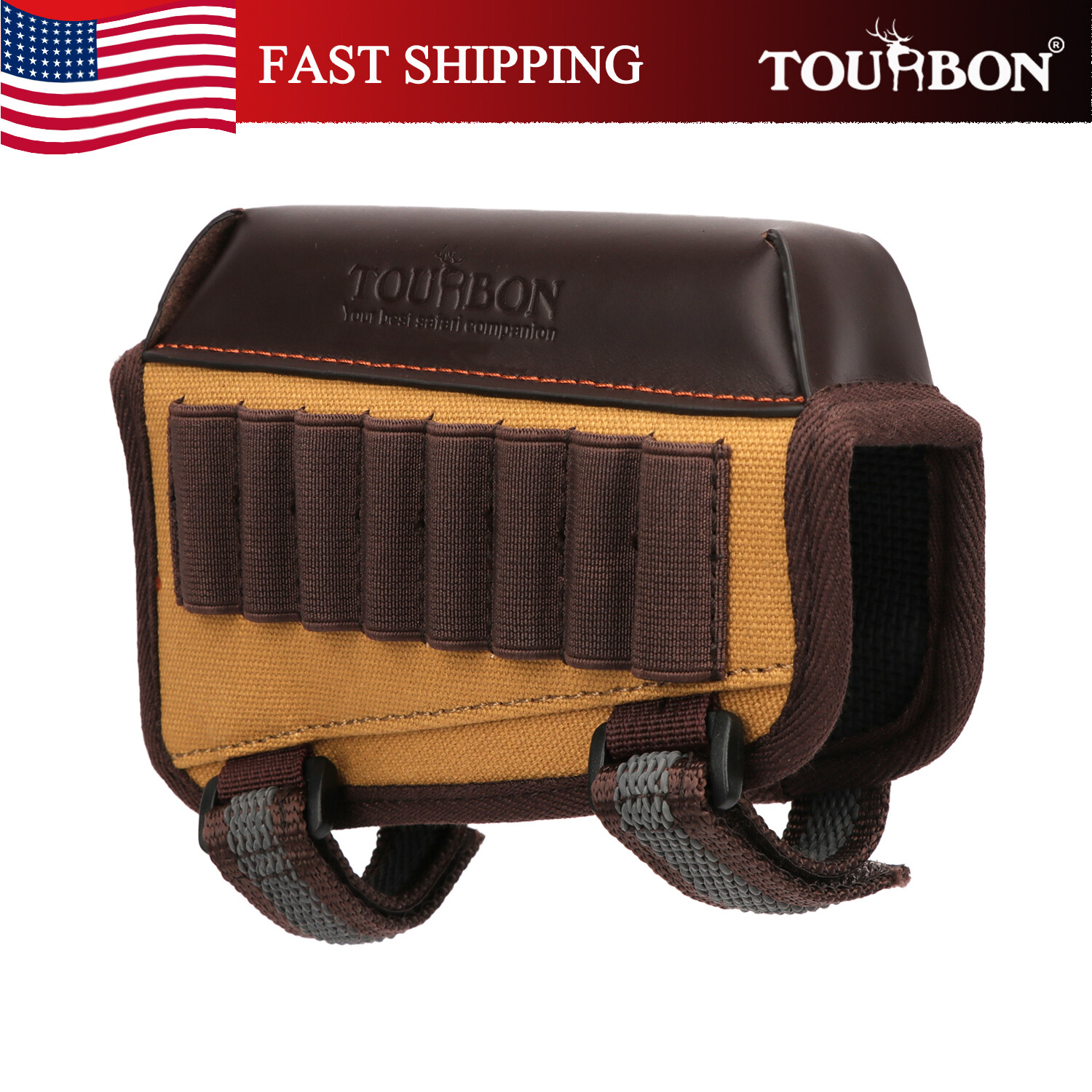 TOURBON Canvas&Leather Cheek Rest Rifle Ammo Holder for Savage, Mosin ...
