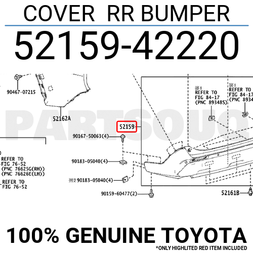 5215942220 Genuine Toyota COVER RR BUMPER 52159-42220 | eBay