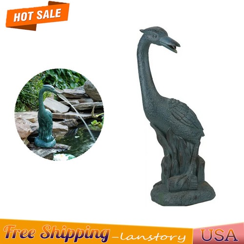 Heron Pond Spitter Bird Piped Statue Fountain Pond Water Feature Garden ...