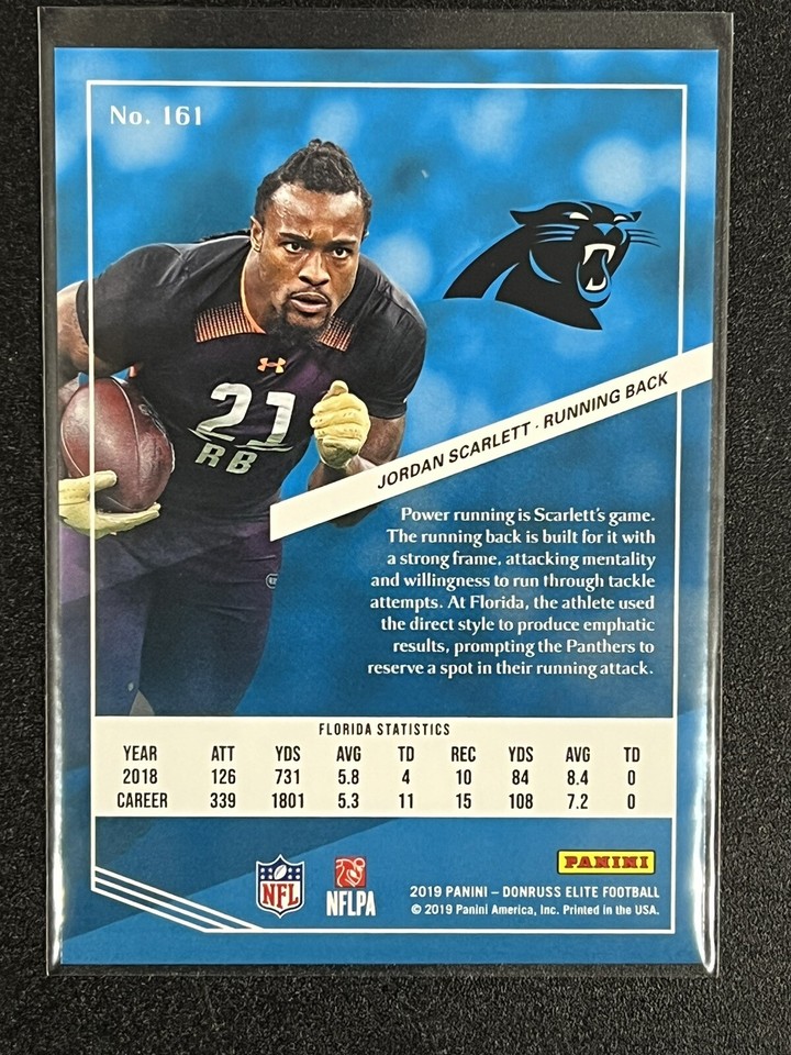 2019 Donruss Elite Jordan Scarlett Rookie /699 Carolina Panthers #161 ...