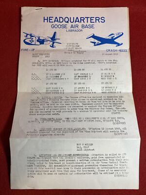 1955 August 12 Goose Air Base Labrador US Air Force Plan Of The Day ...