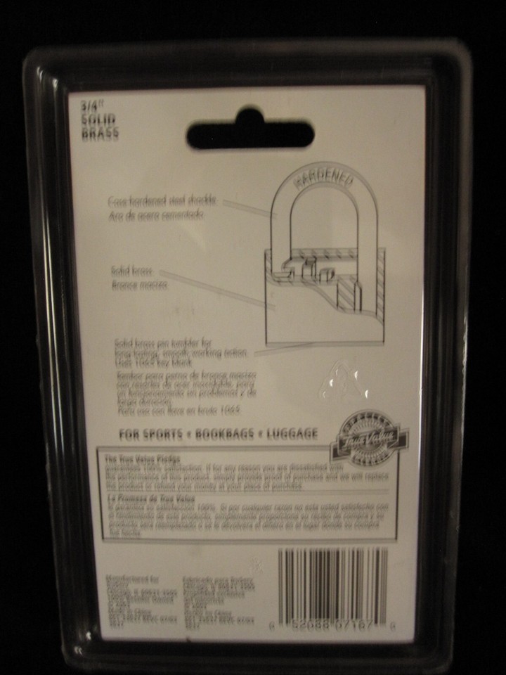 8 Pack TrueValue Small Brass Locks Keyed Alike 3/4” (20mm) Wide Lock ...