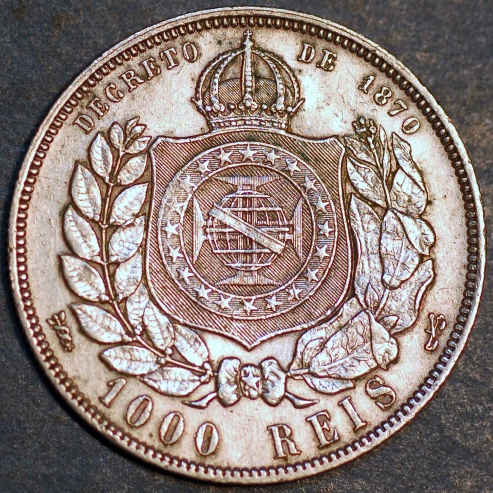 1888 Brazil 1000 Reis Pedro II silver KM# 481 | eBay