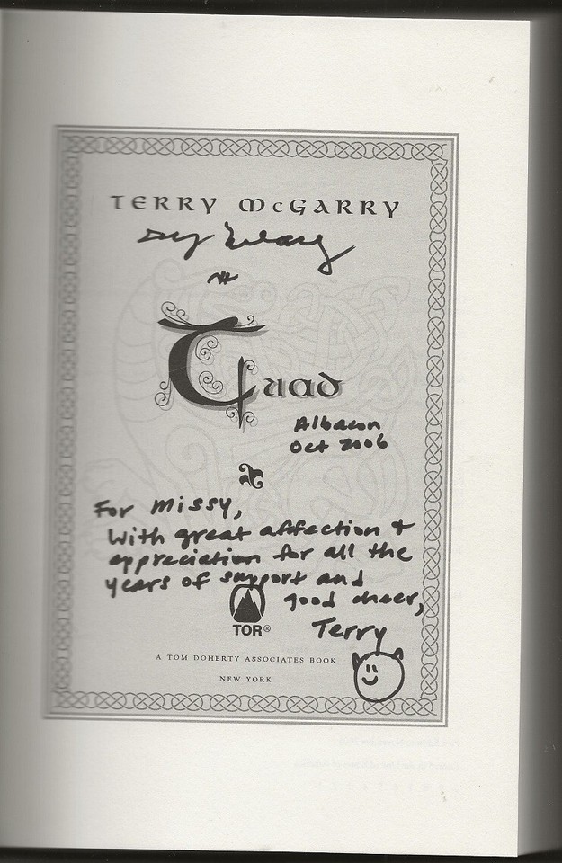 TERRY MCGARRY Triad. Tor, 2005. 1st ed. SIGNED by author. HC/dj. 3rd of ...