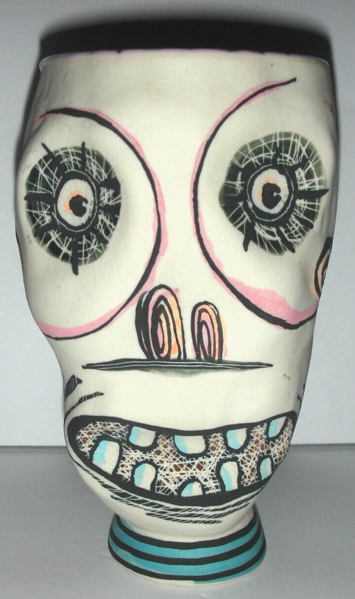- Michael Corney Original Pottery Cup Vase Skull Face BOMB Artist ...
