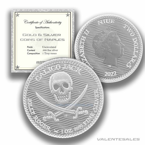 2022 Niue 1 oz Silver Calico Jack Jolly Roger Legal Tender BU Coin + Gift pouch | eBay