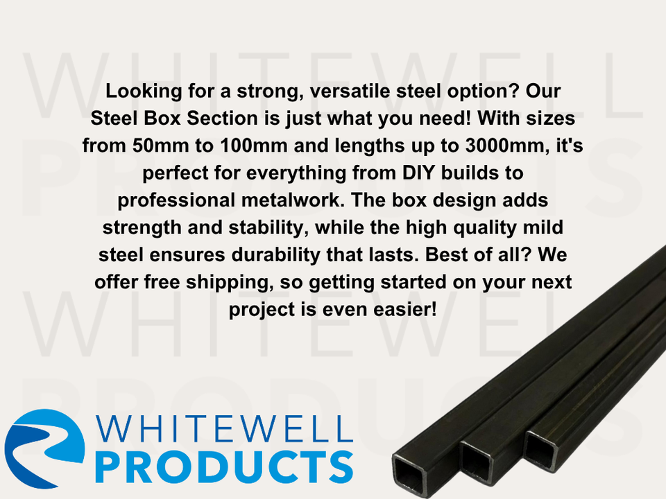 Mild Steel Box Section | 50–100mm Sizes | 500–3000mm Lengths | Free ...