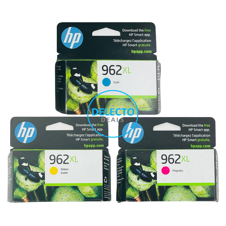GENUINE 3-PACK HP 962XL C/M/Y COLOR INK OFFICEJET PRO 9010 9015 SEALED ...