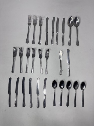 Vintage 25pc Aluminum Childs Pretend Play Toy Flatware Silverware Set ...