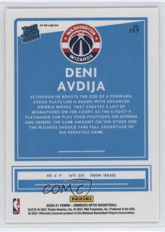 2020 Donruss Optic Rated Fanatics Box Set Wave Prizm Deni Avdija Rookie ...