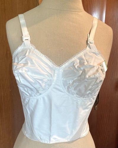 Vintage 1950s 1960s long line cotton cone bullet bra 34B Formaid new w ...