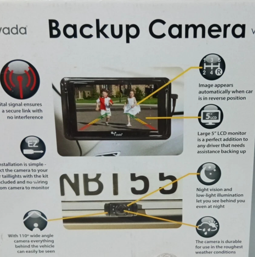 NEW YADA BACKUP CAMERA WITH 5 INCH DASH MONITOR Night Vision Model ...