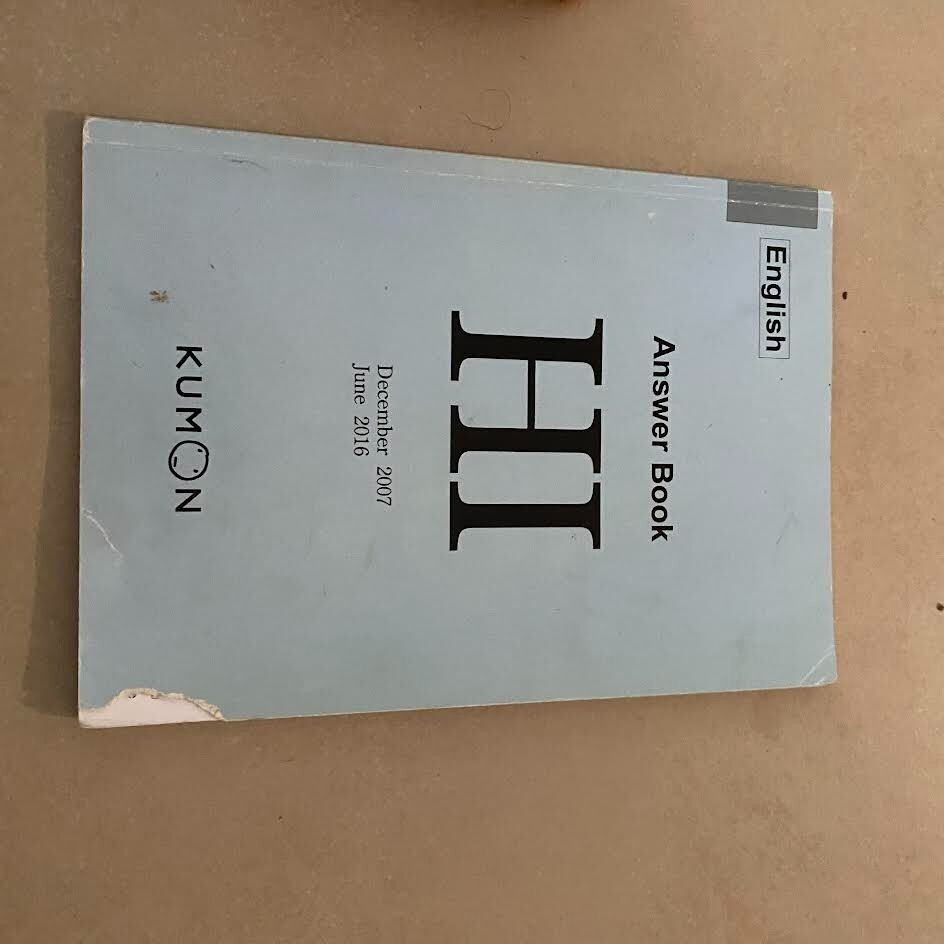 Kumon English Answer Book H2, K, I1, J, L, I2, H1, G2 Answer Booklet ...