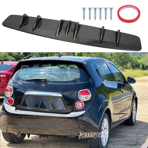 Gloss Black 7 Fins Rear Diffuser Bumper Splitter Spoiler Lip For ...
