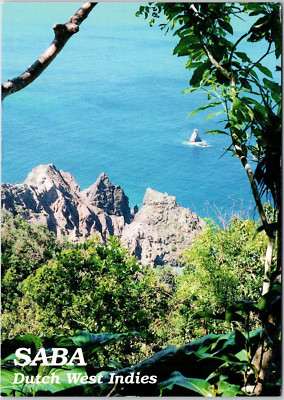 Well's Bay Diamond Rock SABA Dutch West Indies Postcard Continental Posted | eBay