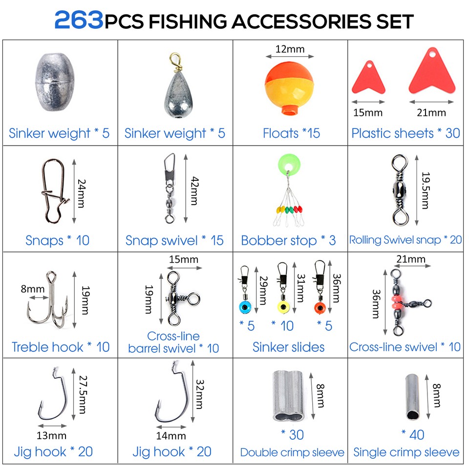 263pcs Fishing Accessories Set Fishing Gear Kit Fishing Component W ...