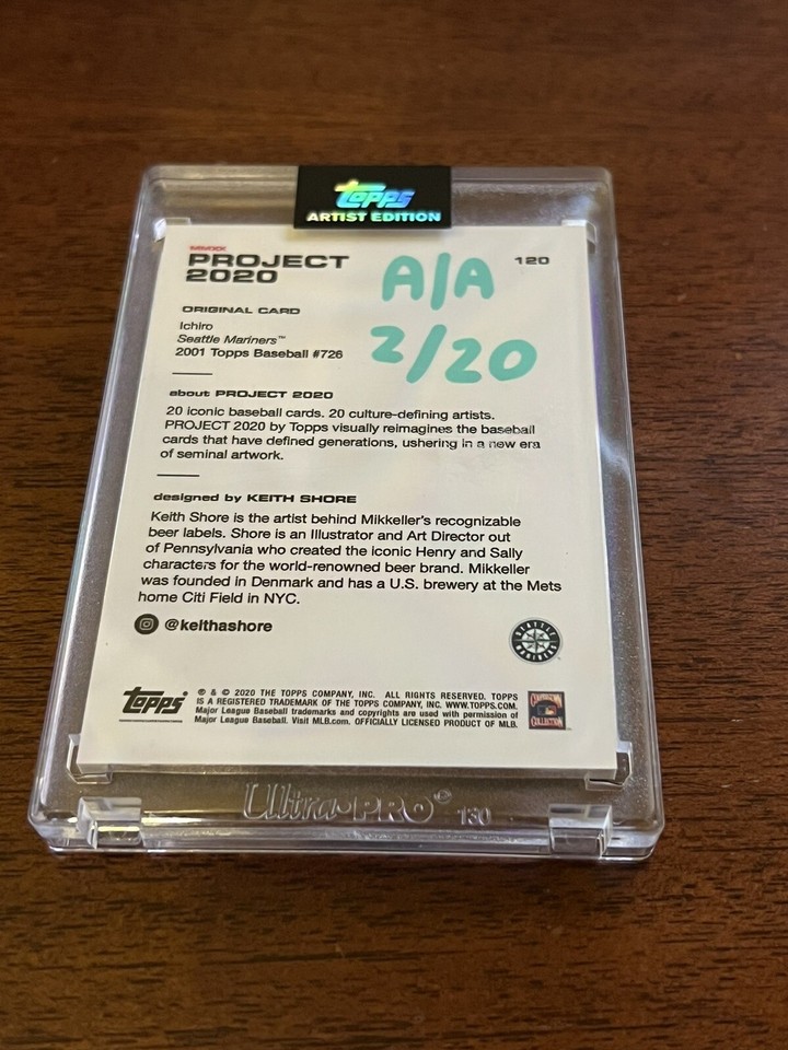 Topps Project 2020 Ichiro by Keith Shore Artist Auto Teal #2/20! | eBay