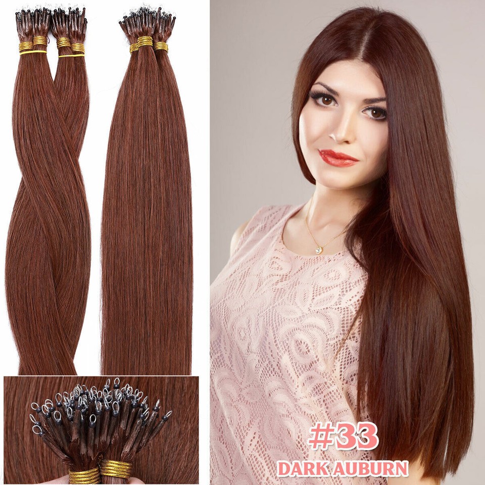 1G Nano Ring Beads Russian 100% Remy Human Hair Extensions Micro Loop ...