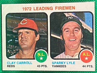 1973 Topps 68 Leading Fireman Clay Carroll Sparky Lyle Reds Yankees | eBay
