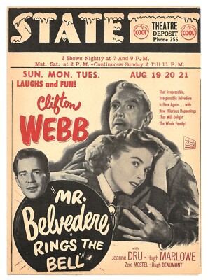 Movie herald: Mr Belvedere Rings the Bell, State Theatre, 1951 | eBay